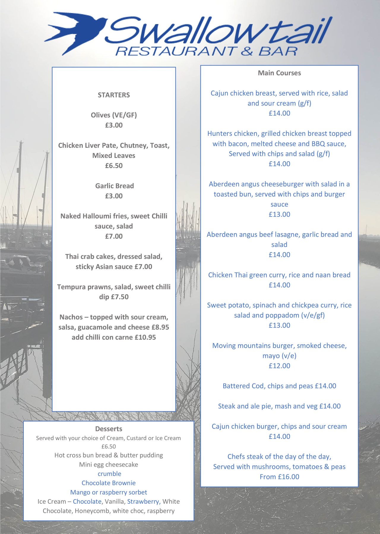 Menus - The Swallowtail